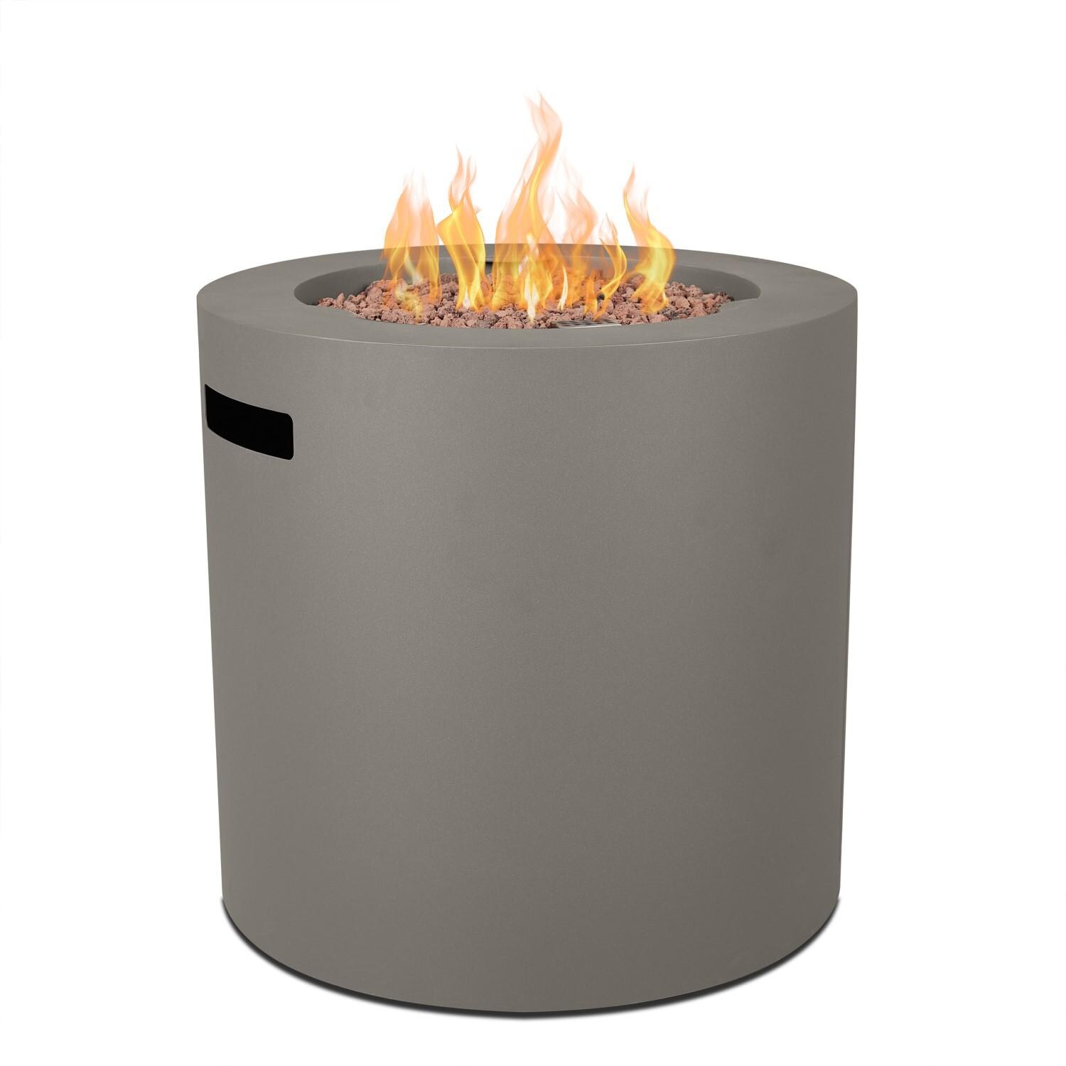 Elysian 24 Inch Round Steel Propane Fire Pit Table in Mist Gray by ...