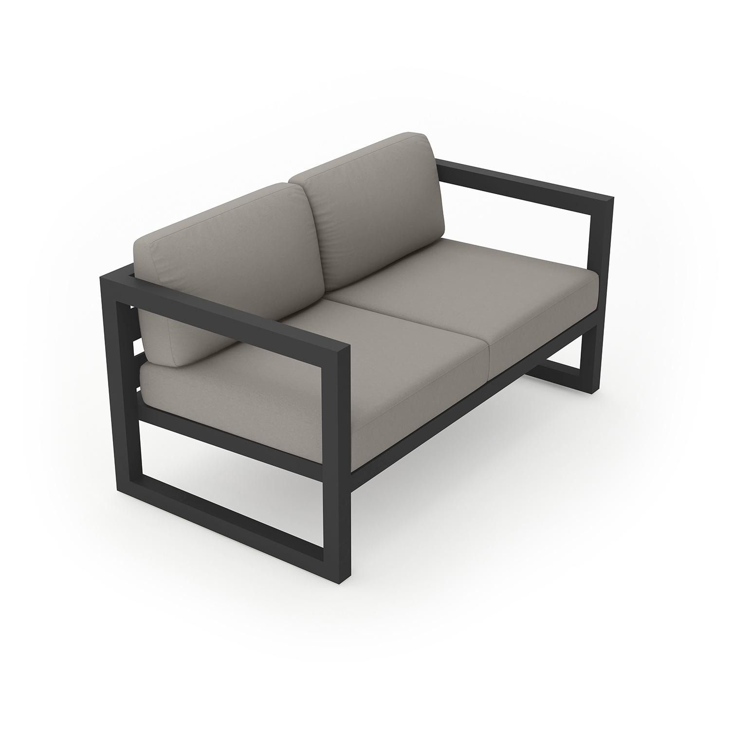 Misty Cove Aluminum Loveseat in Slate W/ Canvas Charcoal Cushions By ...