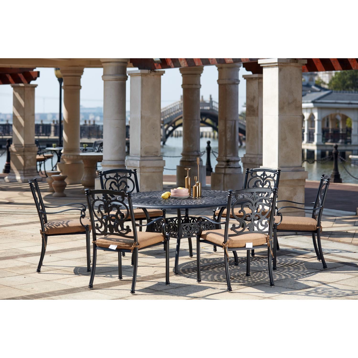 Series 60 59 Inch Cast Aluminum Dining Table by Darlee : BBQGuys