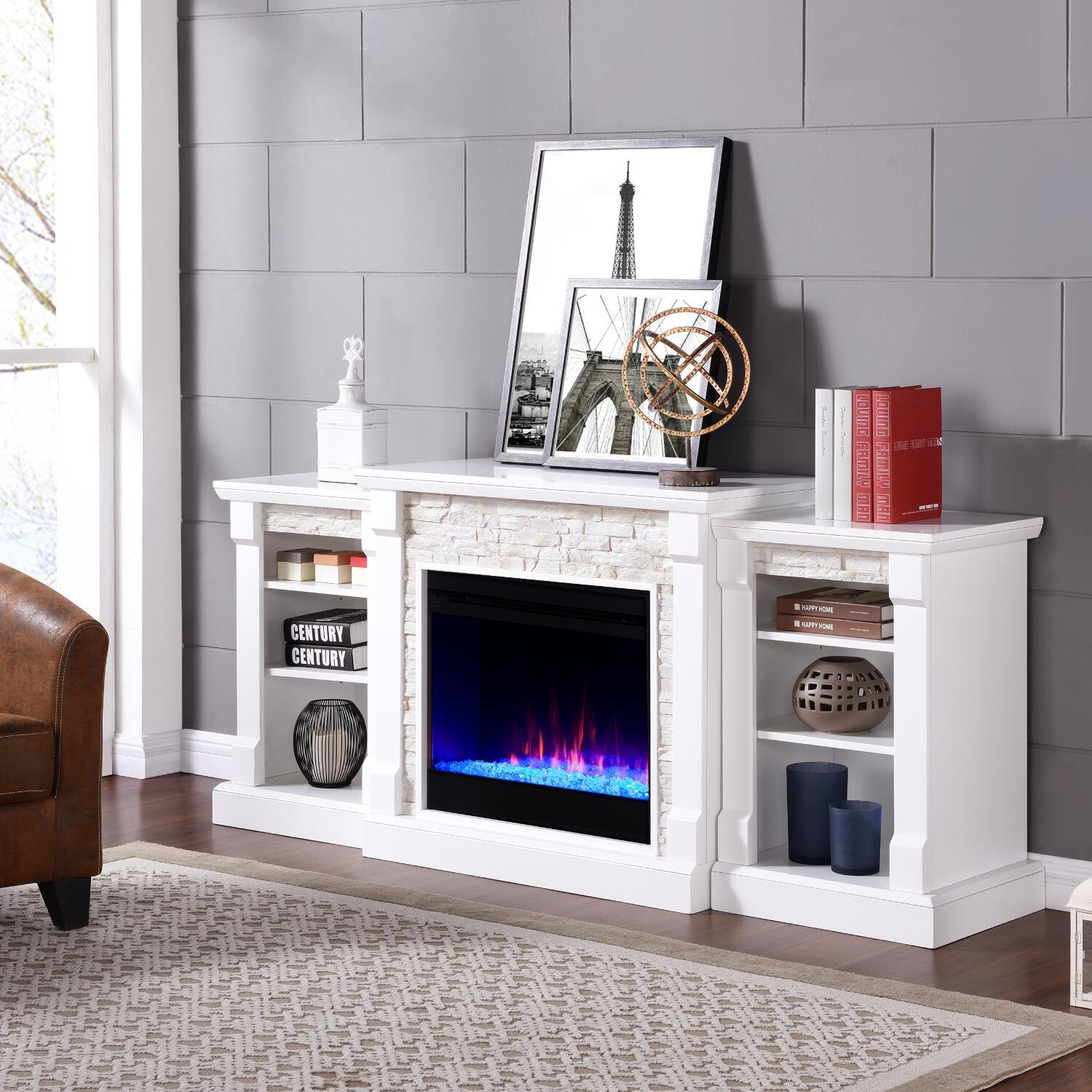 Southern Enterprises Gallatin Color Changinge Electric Fireplace W ...