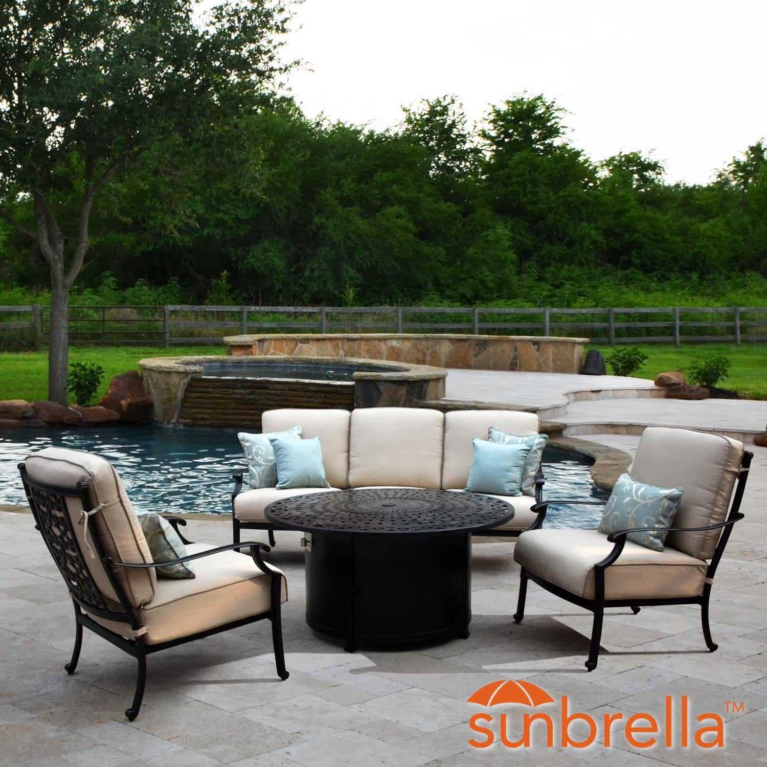 Carondelet 4 Piece Cast Aluminum Fire Pit Outdoor Conversation Set W ...