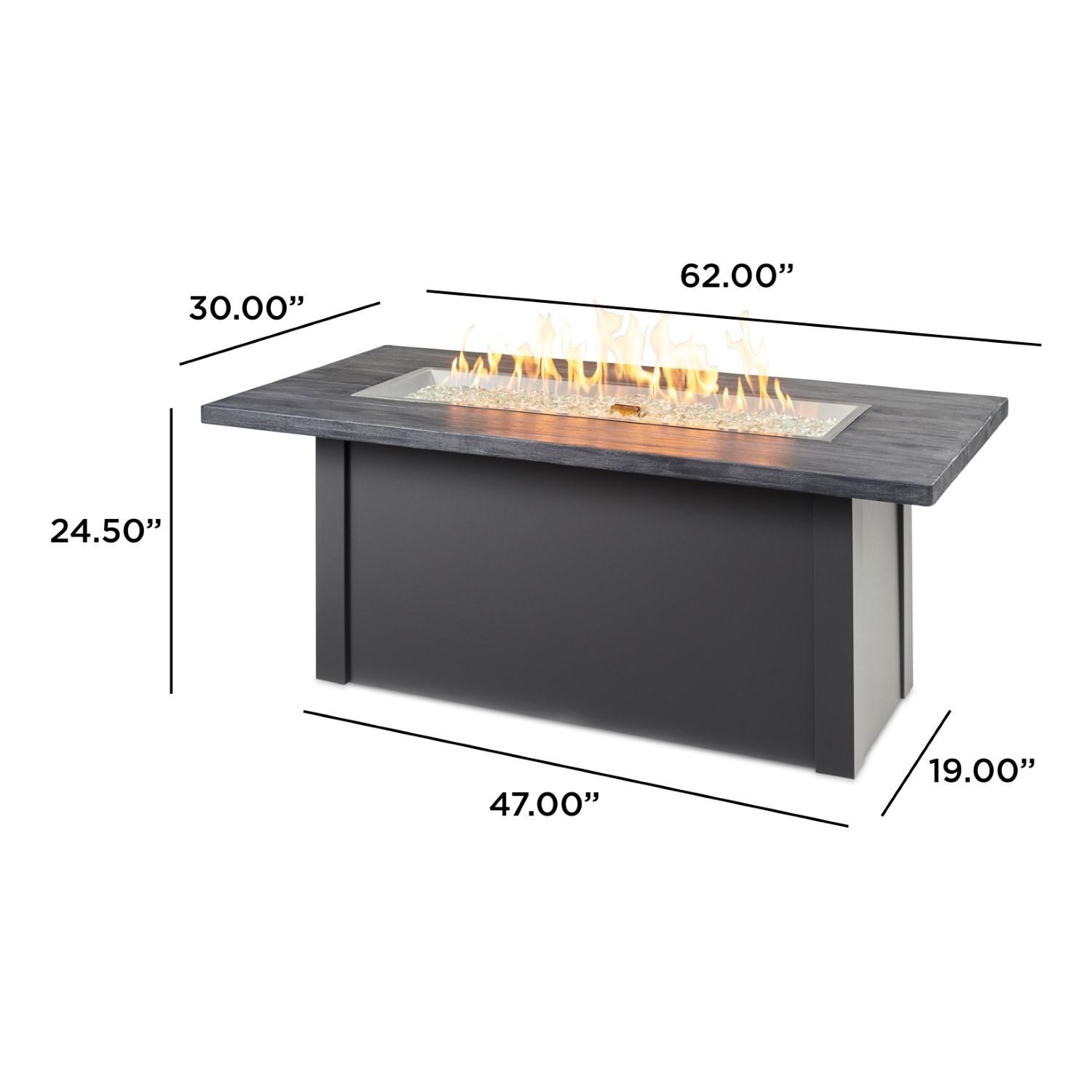 Havenwood 62 Inch Rectangular Powder Coated Steel Propane Fire Pit ...