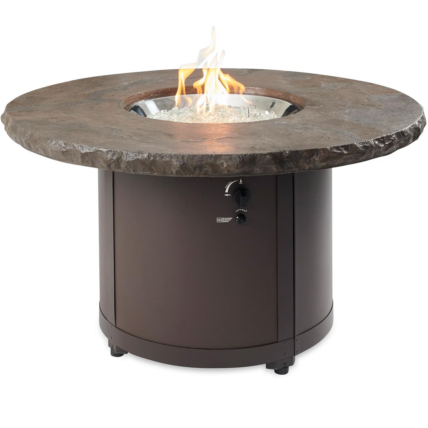 Beacon 48 Inch Round Powder Coated Steel Natural Gas Fire Pit Table in ...