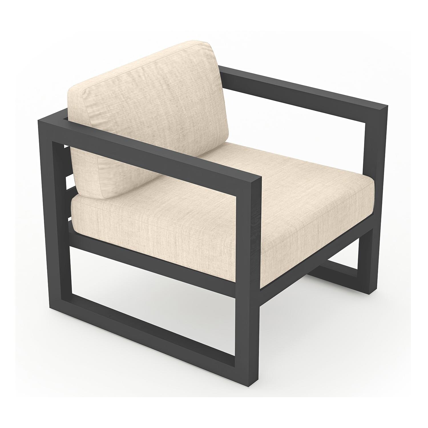 Misty Cove Aluminum Club Chair in Slate W/ Canvas Flax Cushions By ...