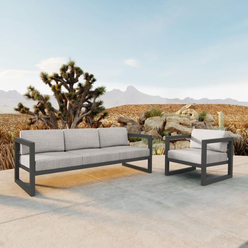 Misty Cove 2 Pc Aluminum Seating Set in Slate/Cast Silver by Lakeview ...