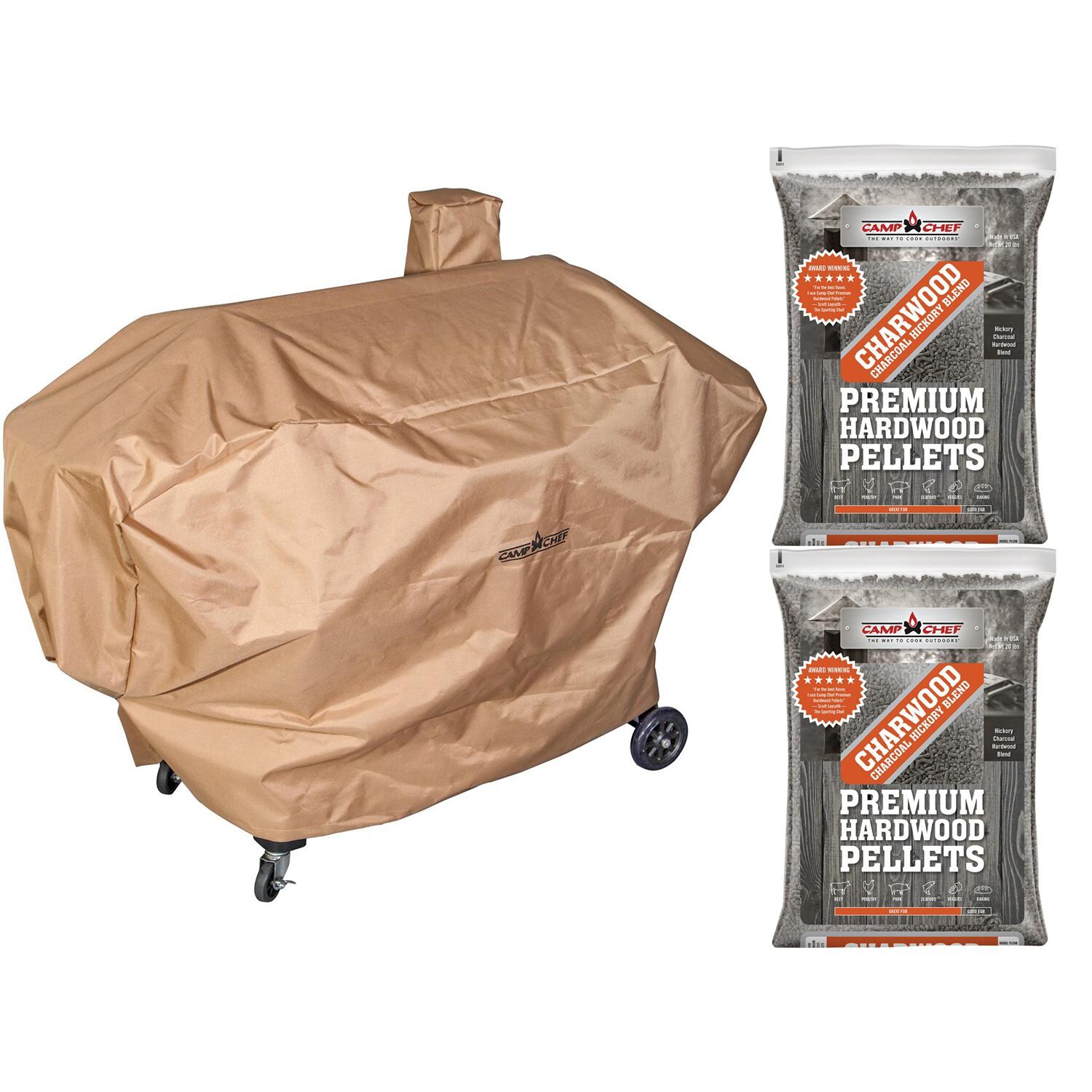 Camp Chef 36-Inch SmokePro & Woodwind Grill Cover & Charwood Charcoal ...