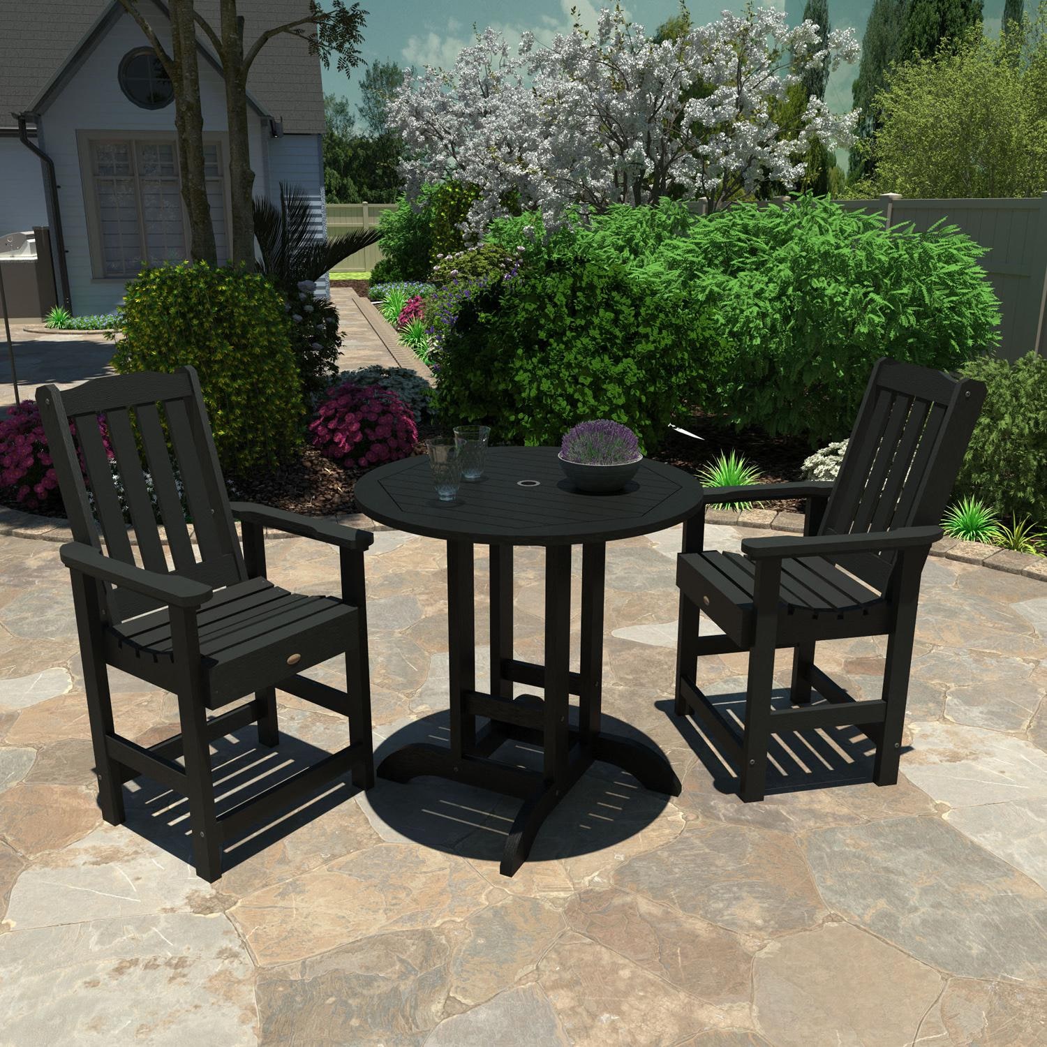 Hart Lane 3 Pc Recycled Plastic Round Counter Dining Set in Black by ...