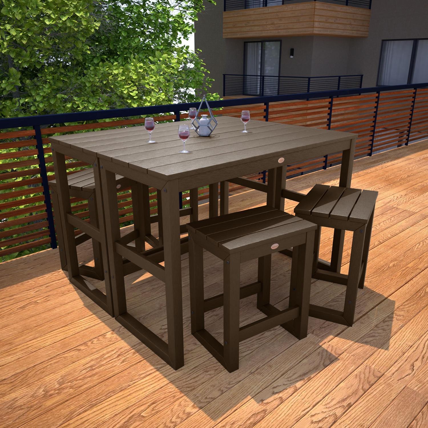 Audubon 6 Pc Recycled Plastic Counter Height Balcony Dining Bar Set in ...
