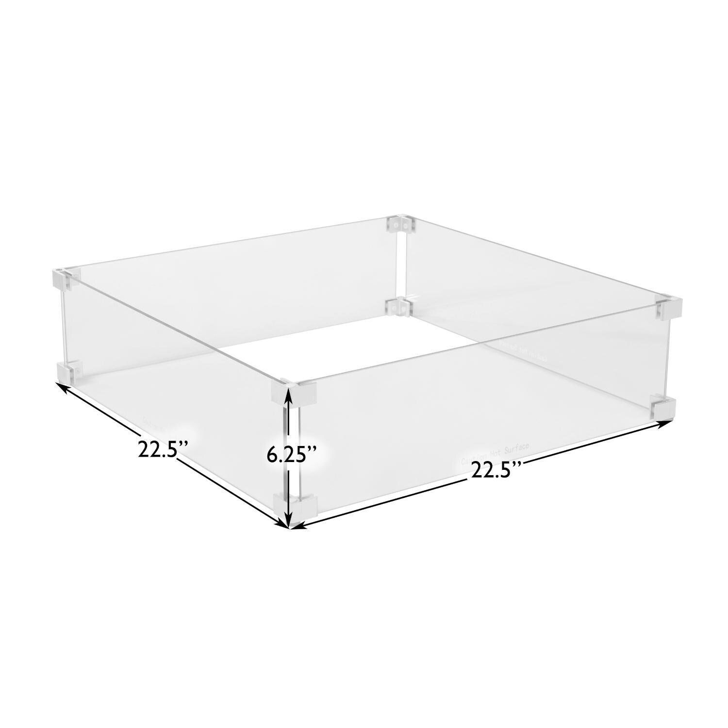 Ultimate Patio Wind Guard For Square Fire Pits - Tempered Glass - 63247 ...