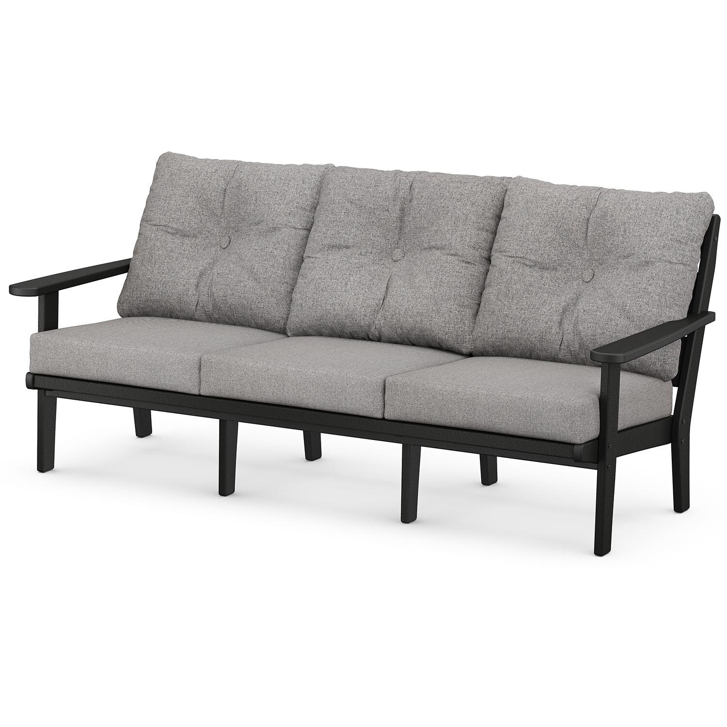 POLYWOOD Lakeside Deep Seating Sofa - Black / Grey Mist : BBQGuys