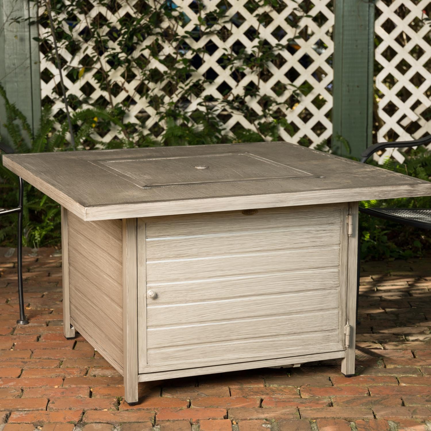 Saddlebunch 40 Inch Square Aluminum Propane Fire Pit Table in Wood by ...