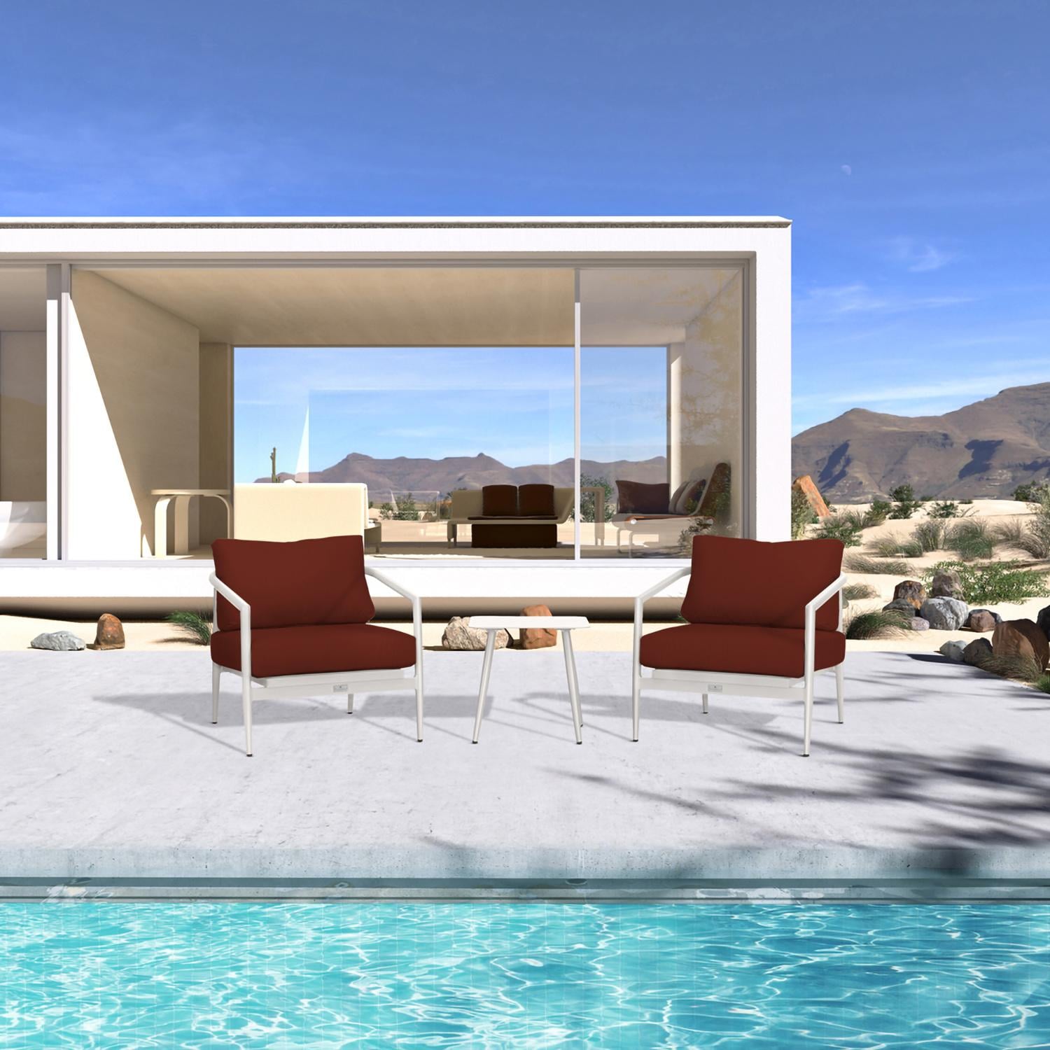 Midnight Cove 3 Pc Aluminum Seating Set w/ Club Chairs in Urban Stone ...