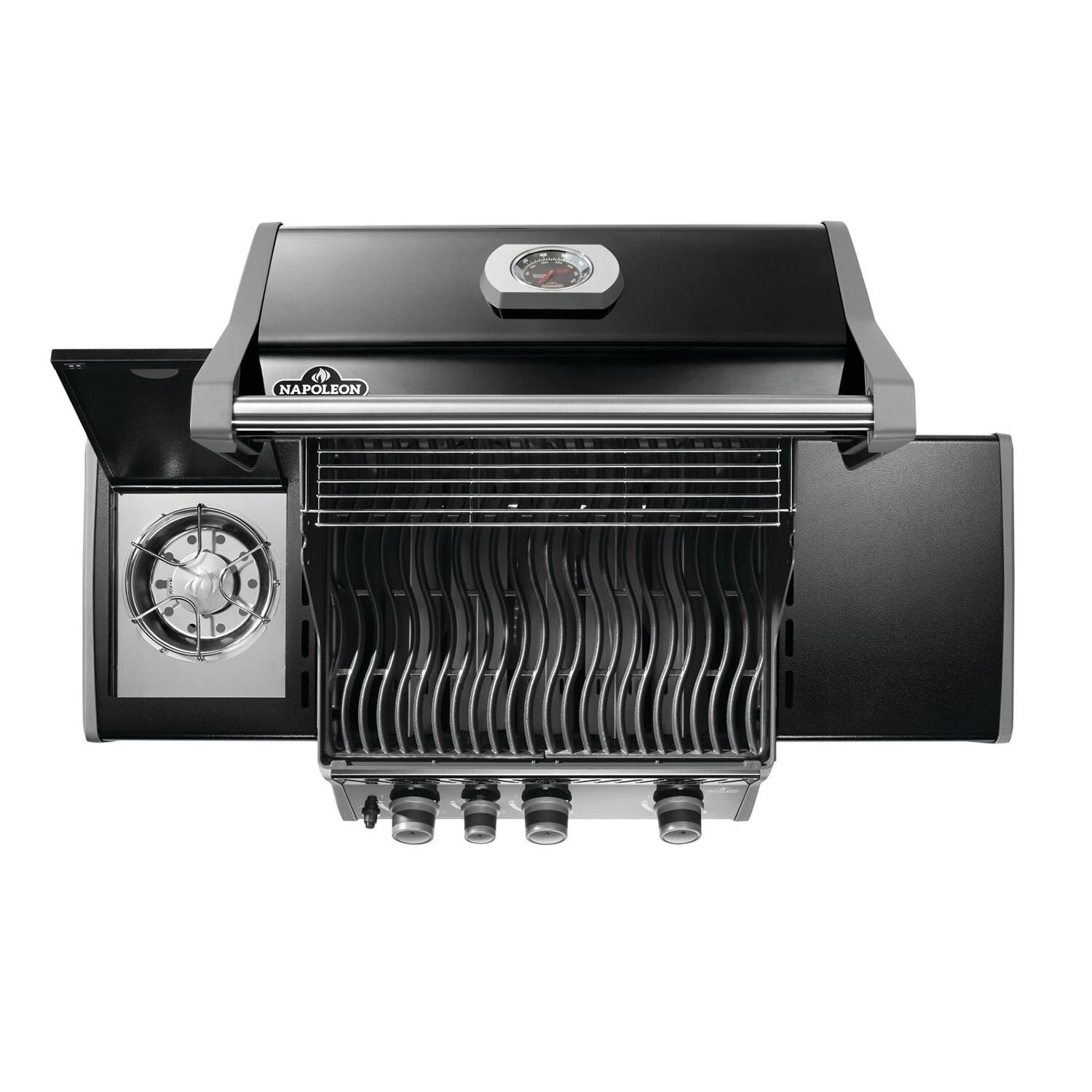 Napoleon Rogue 425 3-Burner Propane Grill w/ Range Side Burner - Black ...