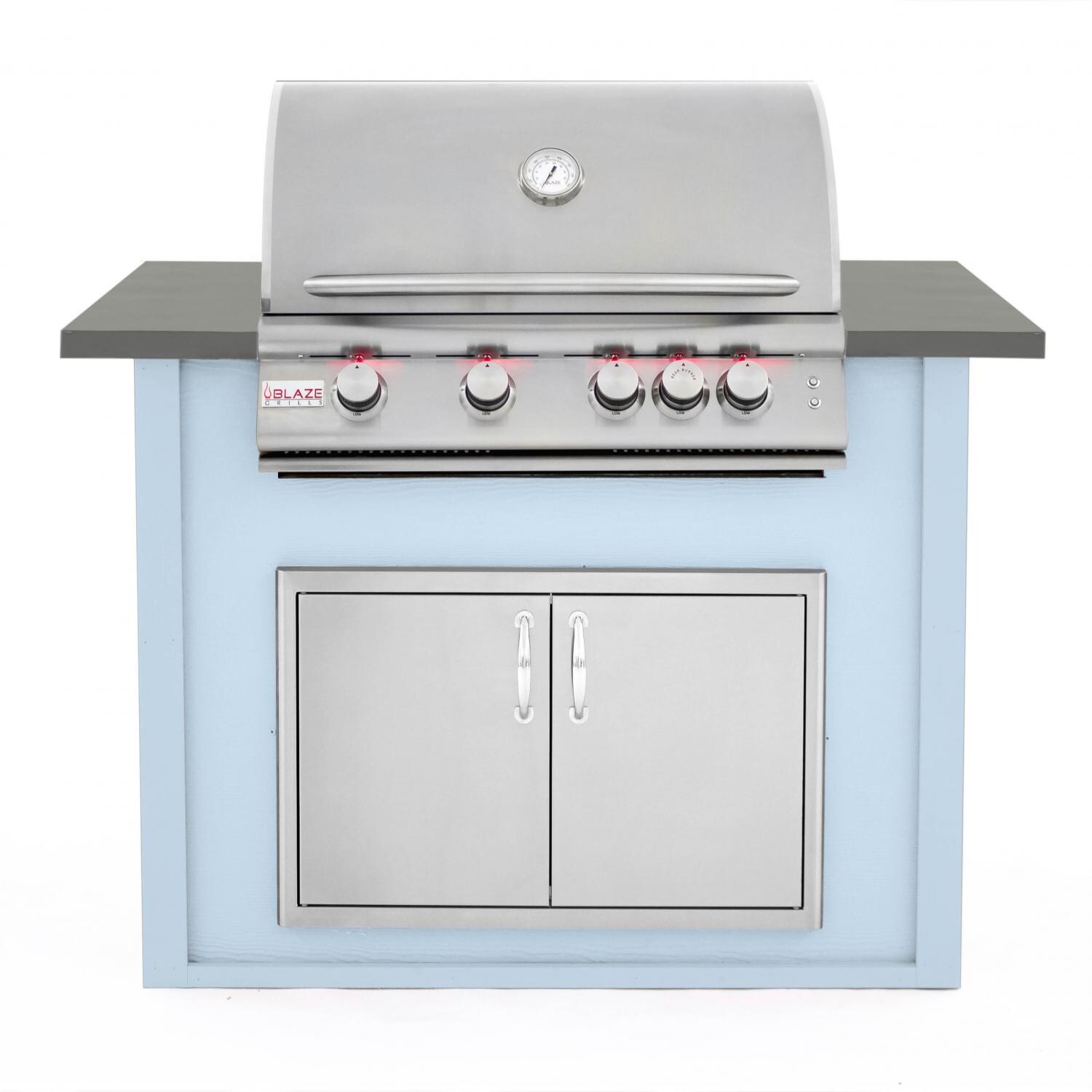 BBQGuys 4 Ft BBQ Island With Blaze LTE2 32-Inch Natural Gas Grill ...