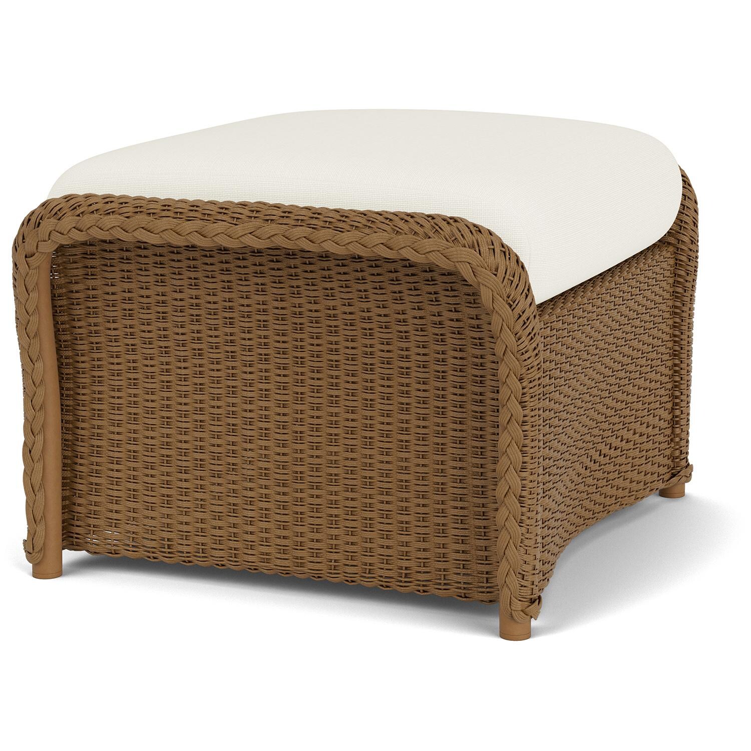 Weekend Retreat Wicker Ottoman in Hickory/Sailcloth Salt By Lloyd ...