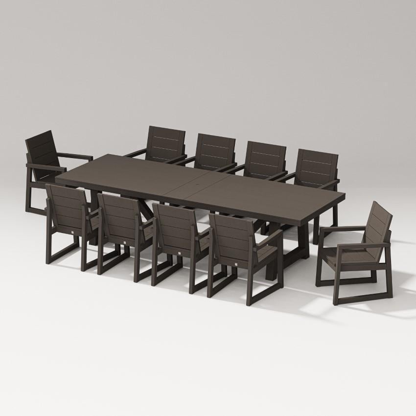 Elevate 11 Pc A-Frame Table Arm Chair Dining Set in Vintage Coffee By ...
