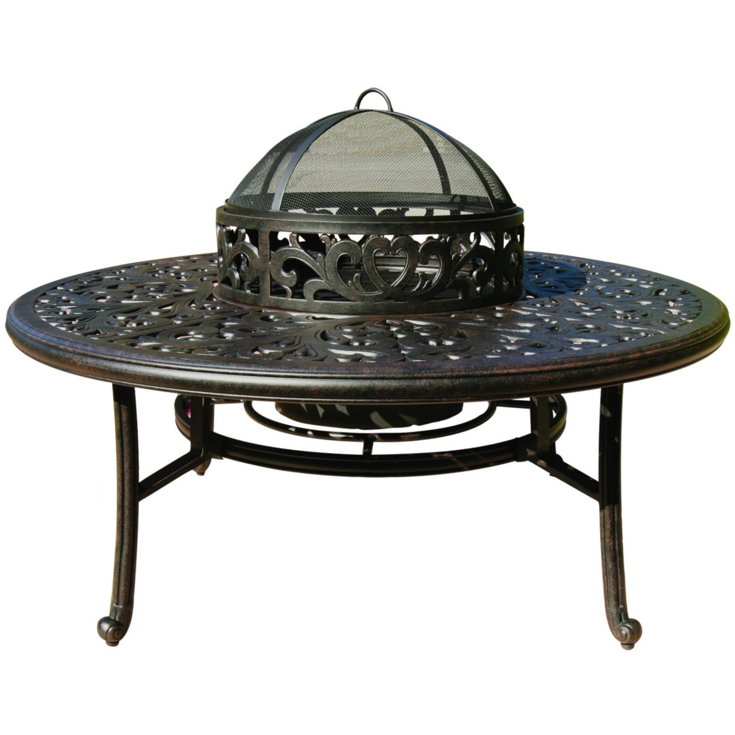 Santa Monica 5 Pc Cast Aluminum Fire Pit Seating Set w/ 52 Inch Series ...