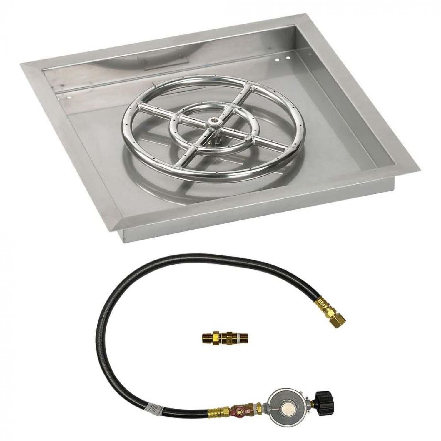 BBQGuys Signature 18 Inch Stainless Steel Square Drop-In Fire Pit Pan W ...