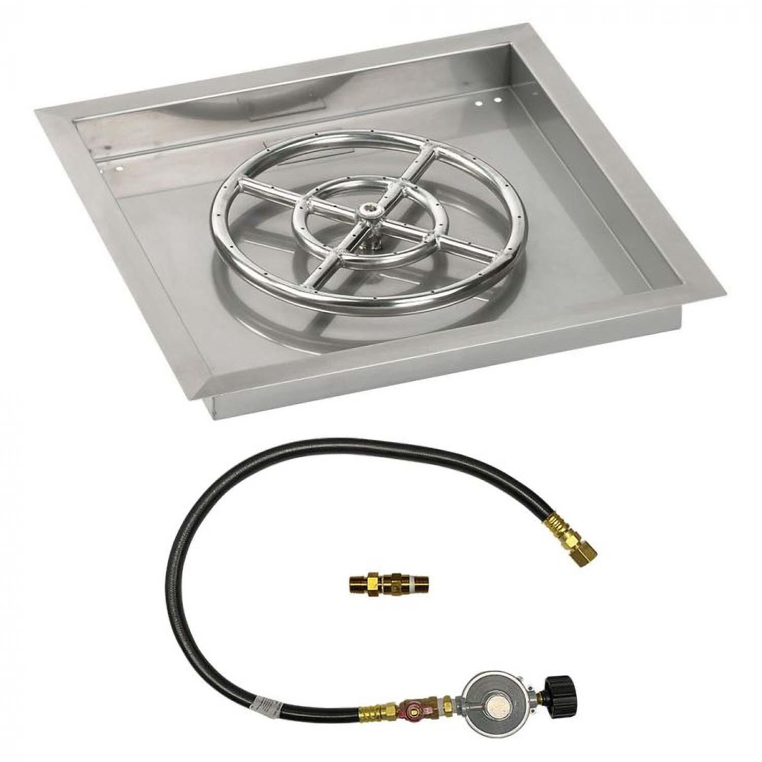 BBQGuys Signature 18 Inch Stainless Steel Square Drop-In Fire Pit Pan W ...