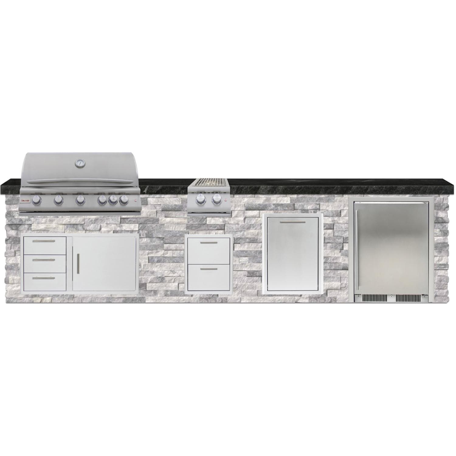 BBQGuys Signature 12 Ft Outdoor Kitchen Island w/ 40 Inch Propane Blaze ...