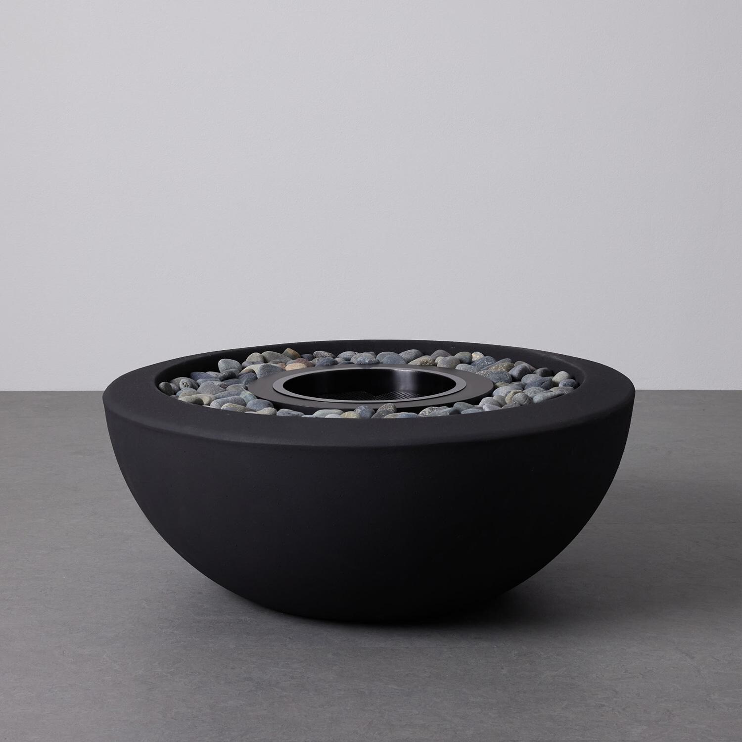 TerraFlame 30 Inch Round Concrete Ethanol Fire Pit in Black by ...
