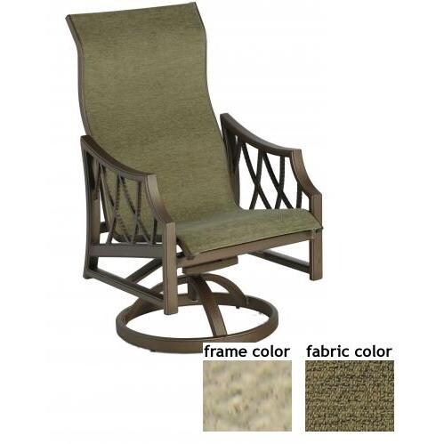 Tanjor Aluminum High Back Sling Swivel Rocker With Saddle Frame And ...