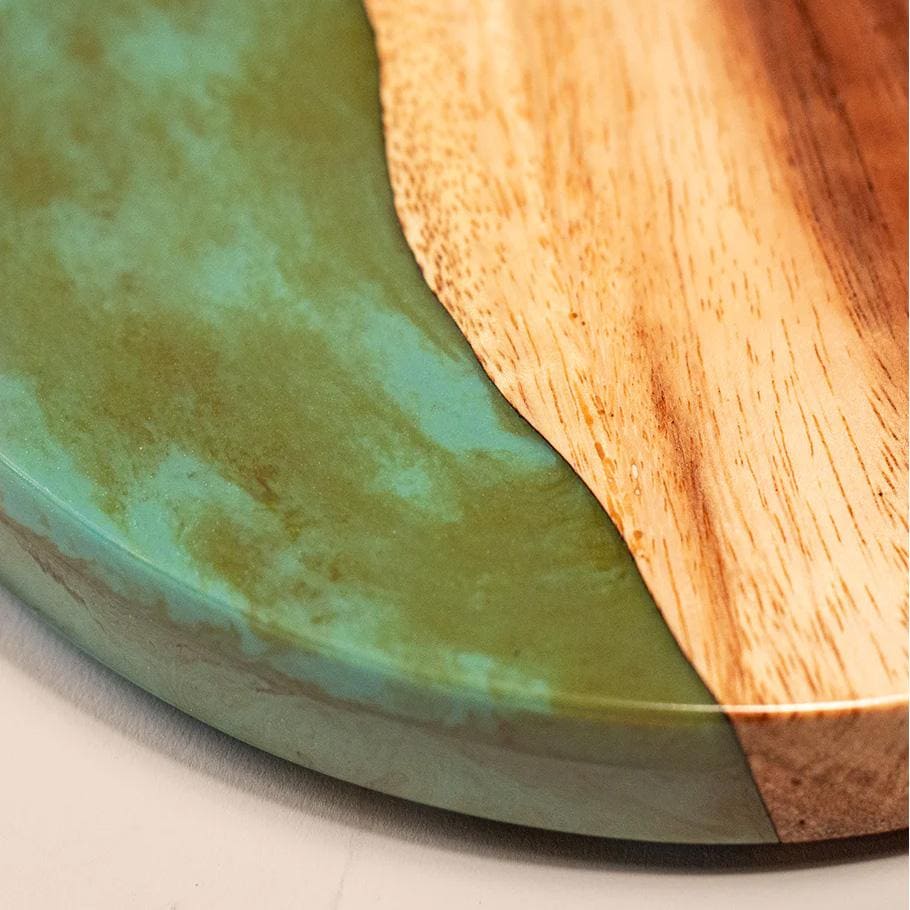 Elakai One of a Kind Teal and Orange Pearl Epoxy Resin Live-Edge Wood ...