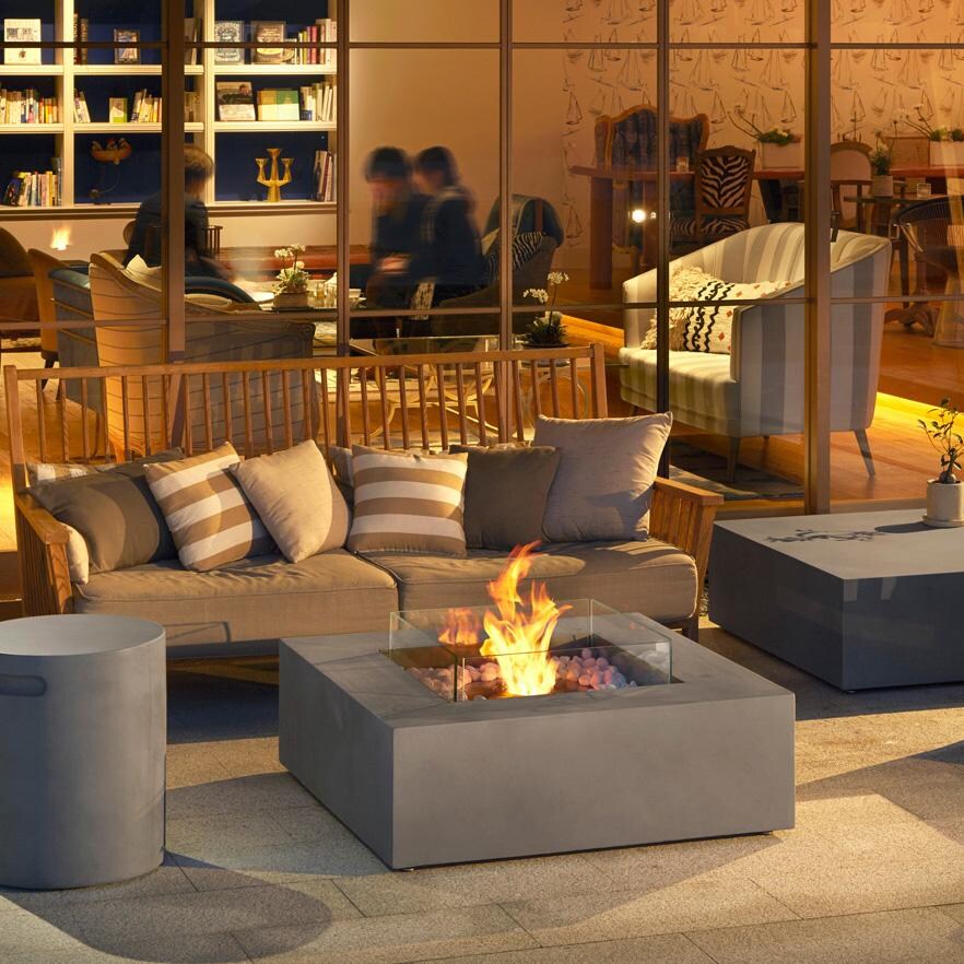 EcoSmart Fire Base 40 Inch Stainless Steel Burner Square Concrete Gas ...