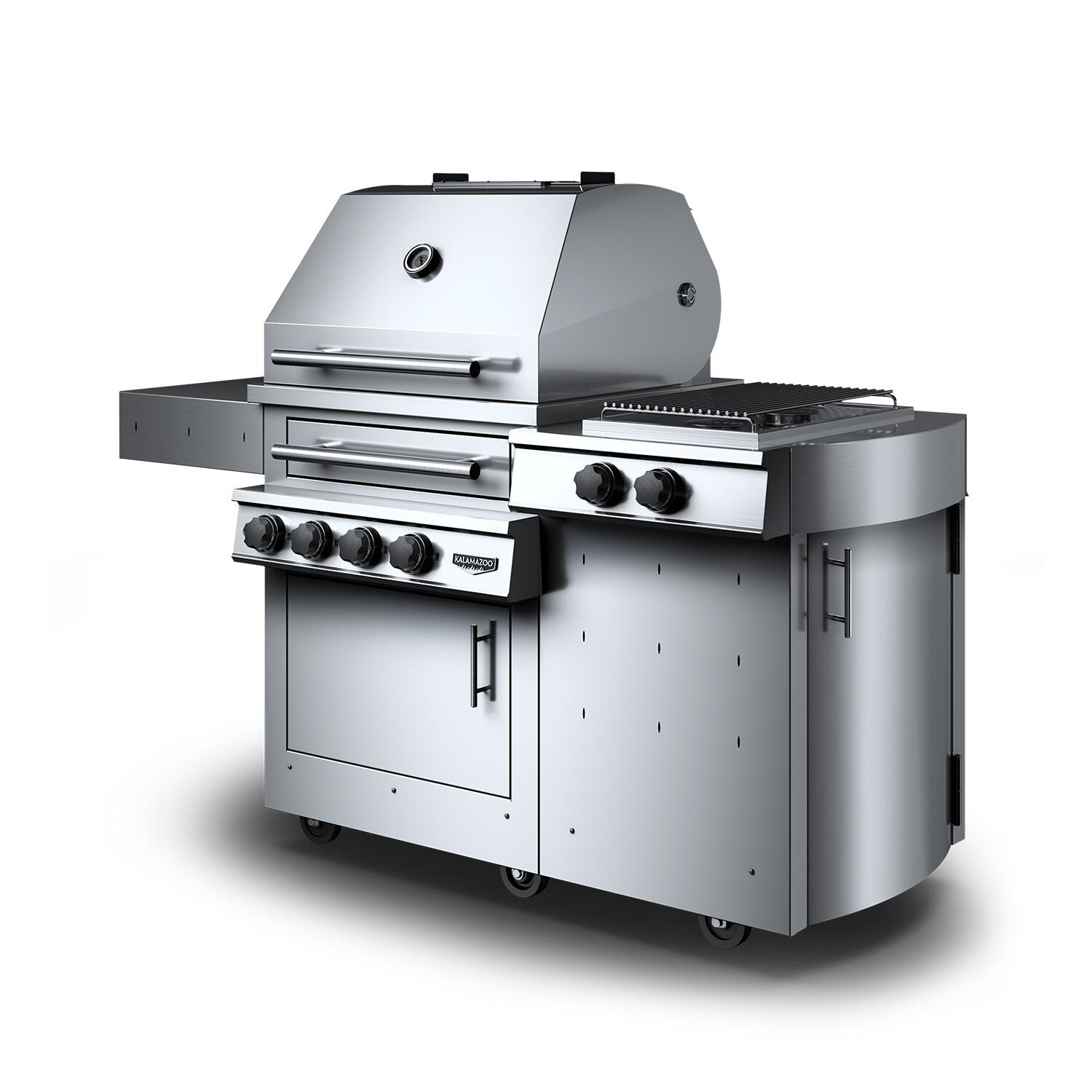 Kalamazoo K500HS Freestanding Hybrid Fire Grill w/ Side Burner - Bulk ...