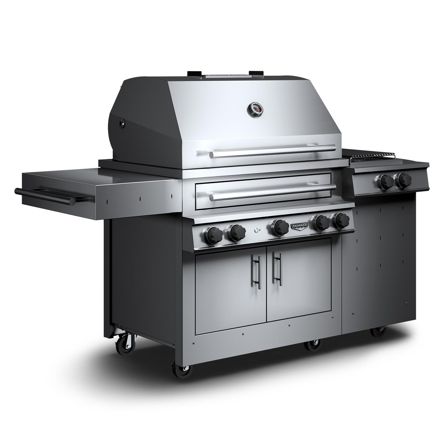 Kalamazoo K750HS Freestanding Hybrid Fire Grill w/ Side Burner - 30 lb ...