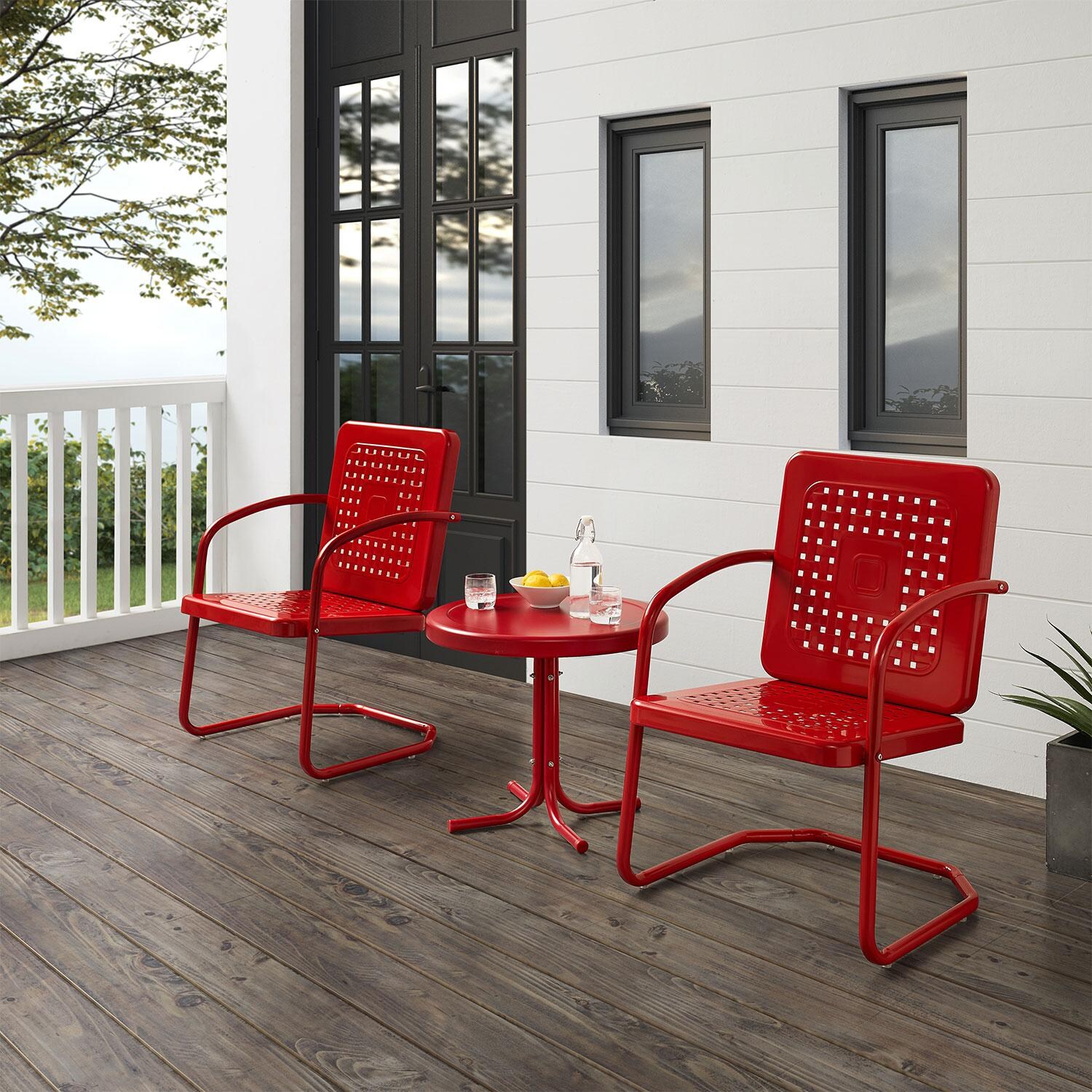 Ultimate Patio 3Pc Retro Outdoor Chair Set in Red Gloss : BBQGuys
