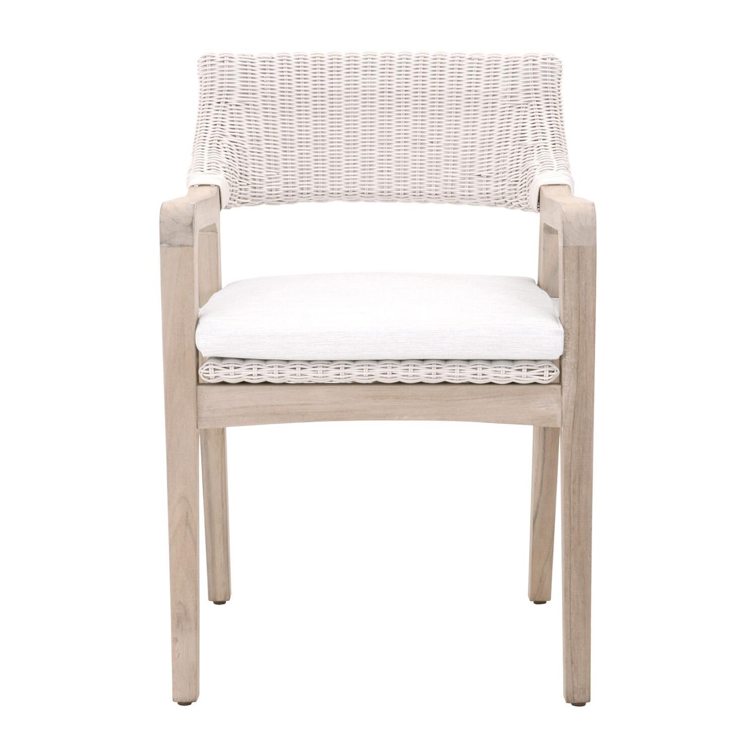 Laurabelle Wicker Dining Arm Chair in White Speckle By Lakeview : BBQGuys