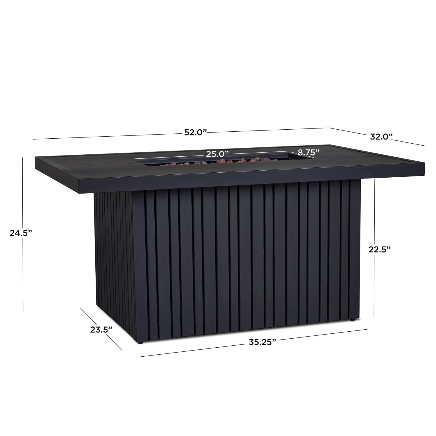 Westlook 52 Inch Rectangular Aluminum Propane Fire Pit Table in Black ...
