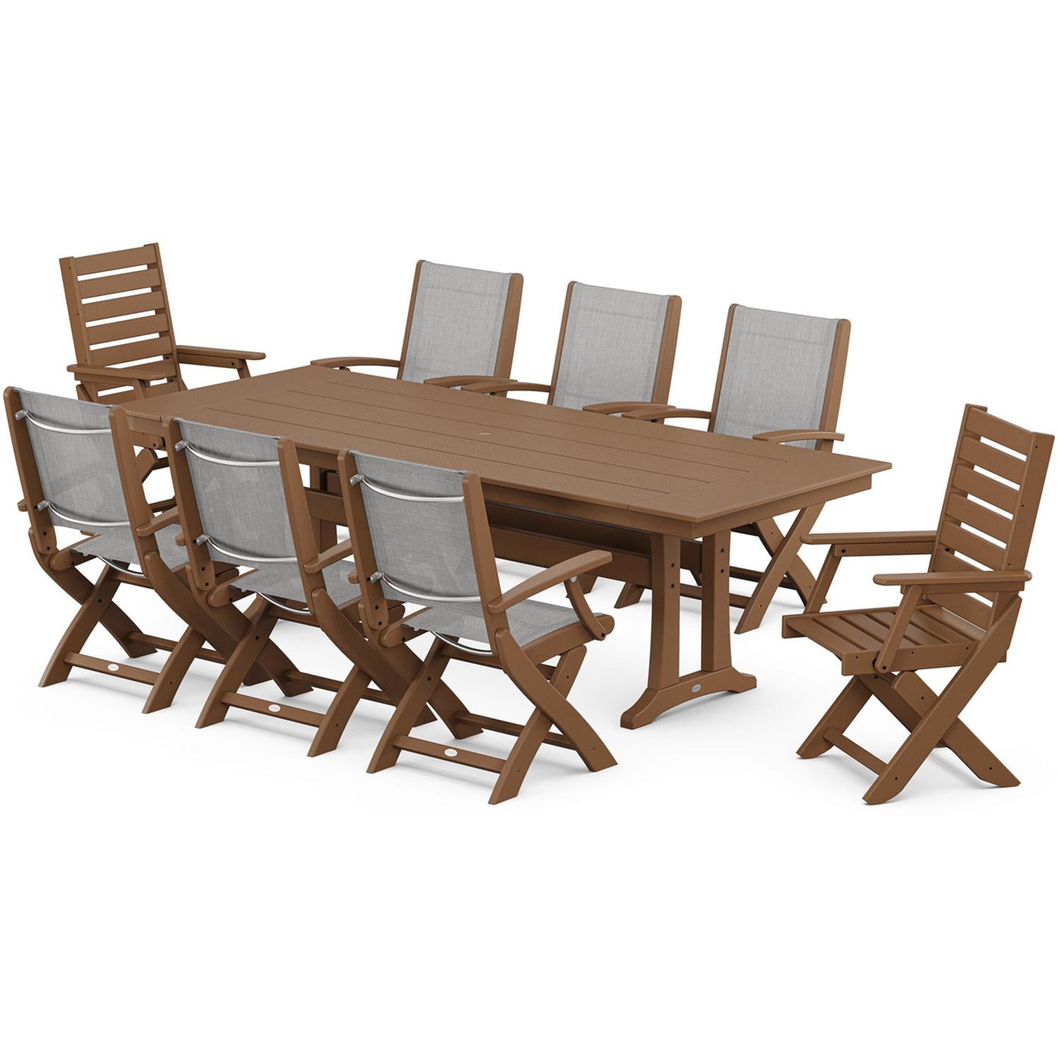 POLYWOOD x BBQGuys Creekside 9 Pc Recycled Plastic Dining Set W ...