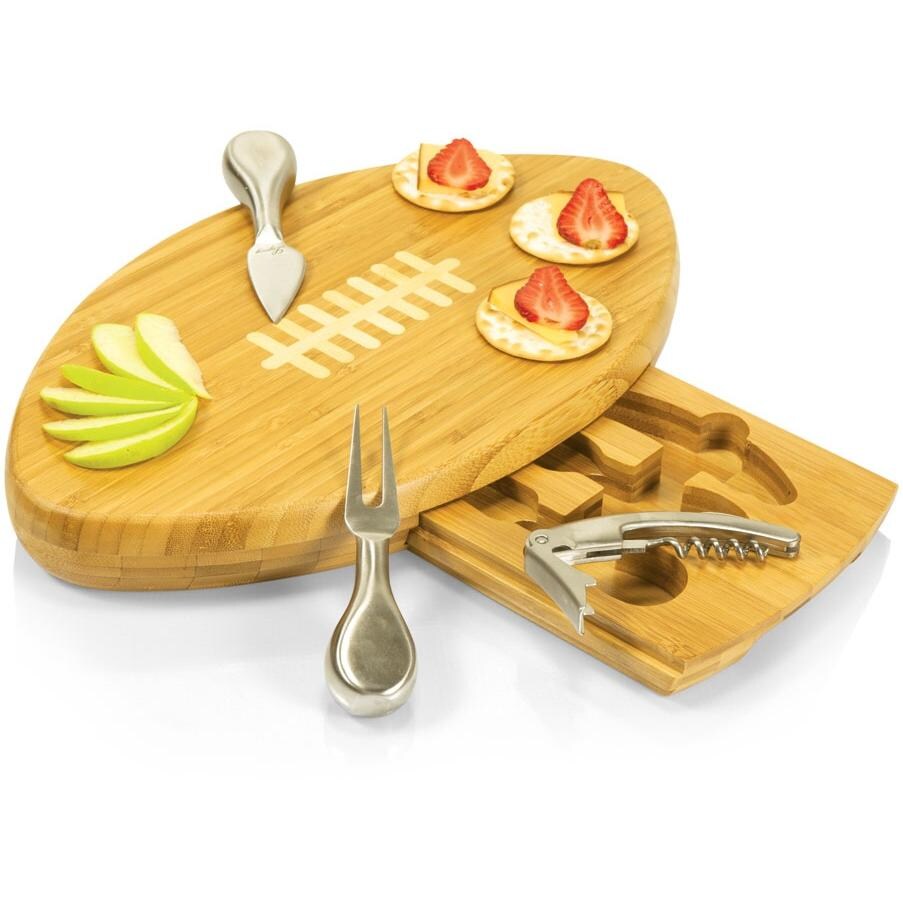 Picnic Time Quarterback Football Cheese Board With Tools : BBQGuys