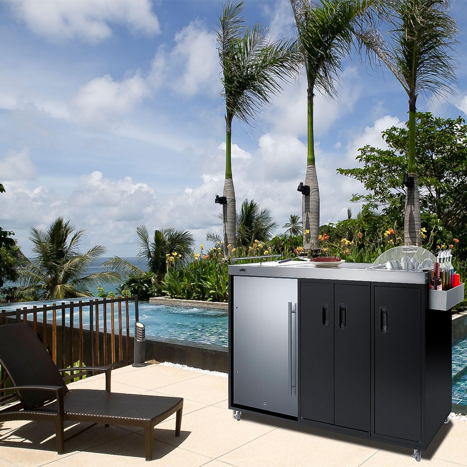 Summit Outdoor Stainless Steel Weatherproof Kitchenette Refrigerator ...