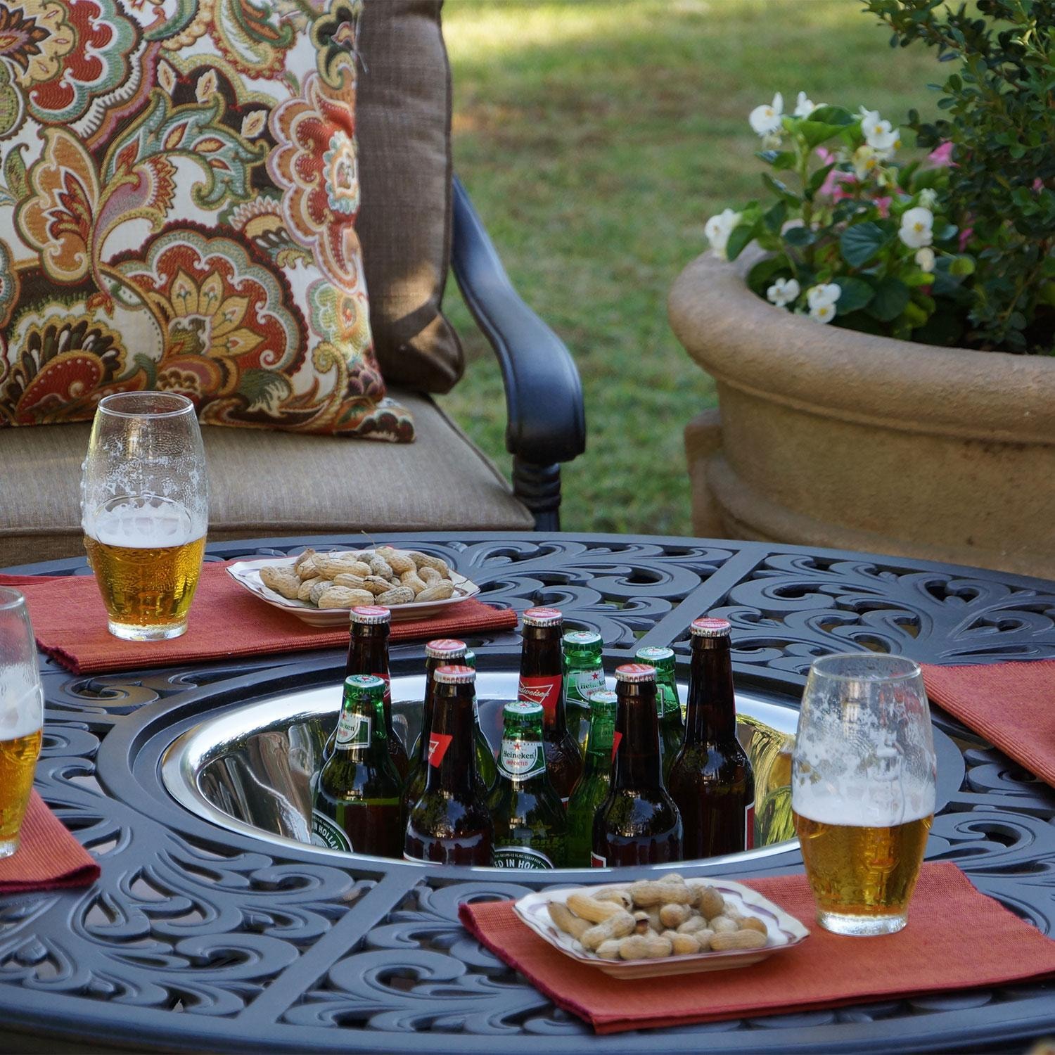 Santa Monica 5 Pc Cast Aluminum Seating Set w/ 52 Inch Series 80 Table ...