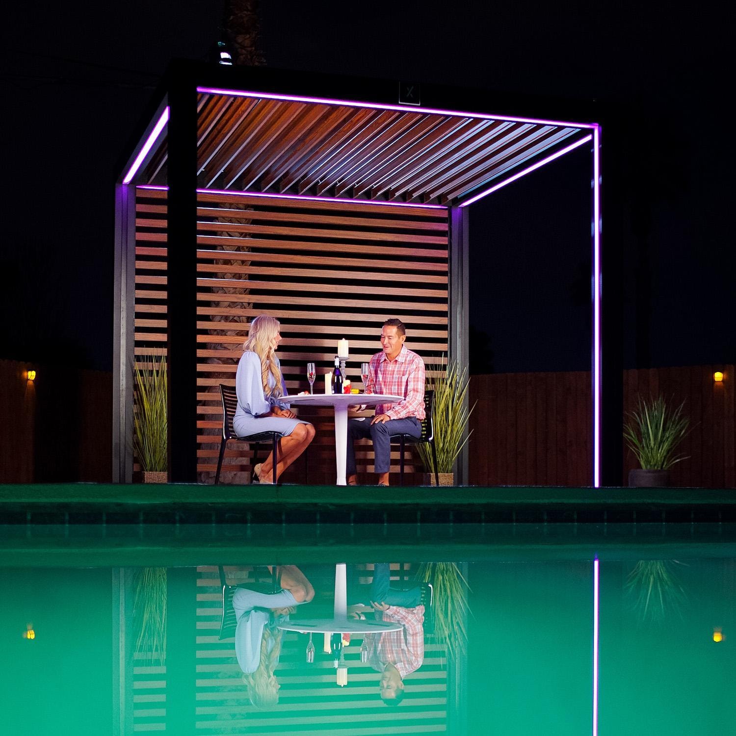 10'x10' Aspen Pergola Set w/ Corbels & Walnut Louvers by Lakeview ...