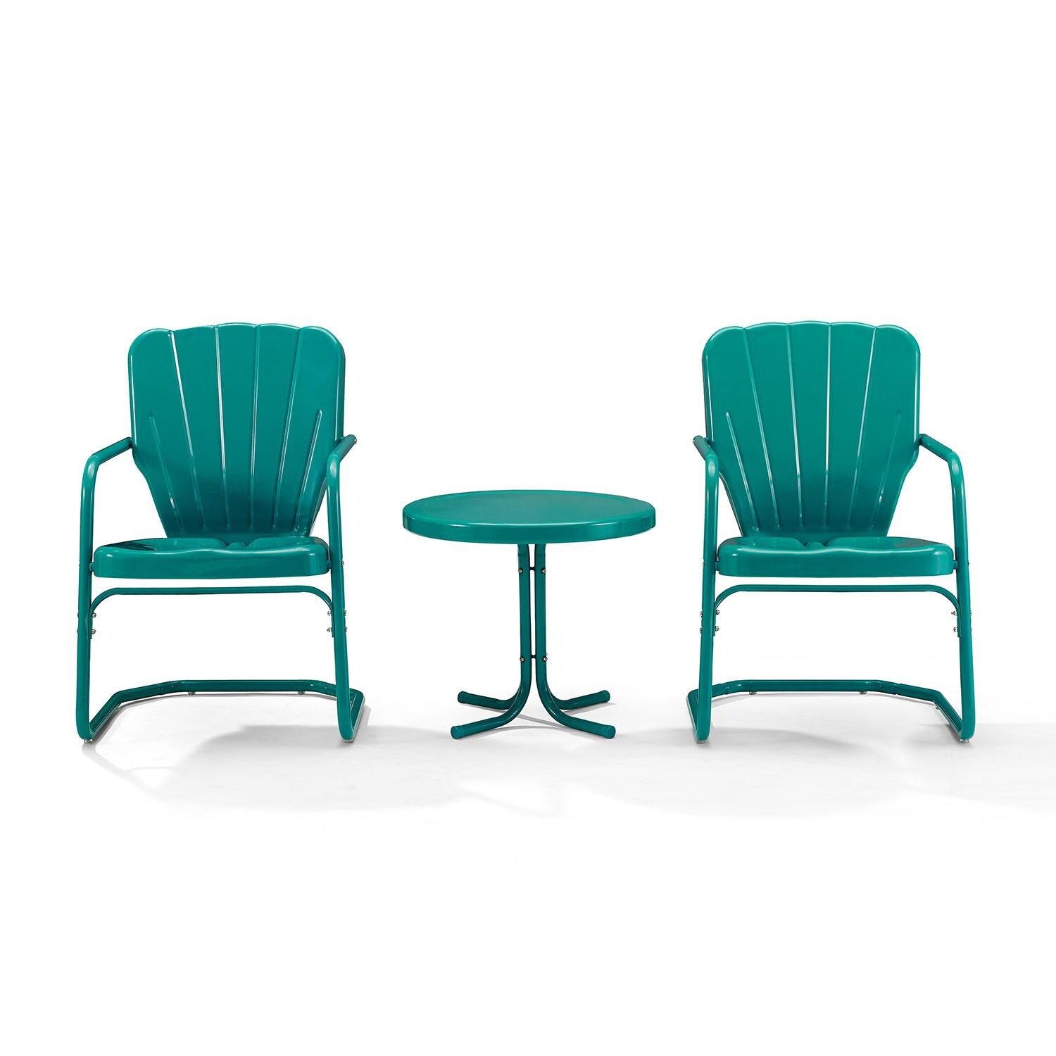 Ultimate Patio Fieldlook 3Pc Retro Outdoor Chair Set in Turquoise : BBQGuys