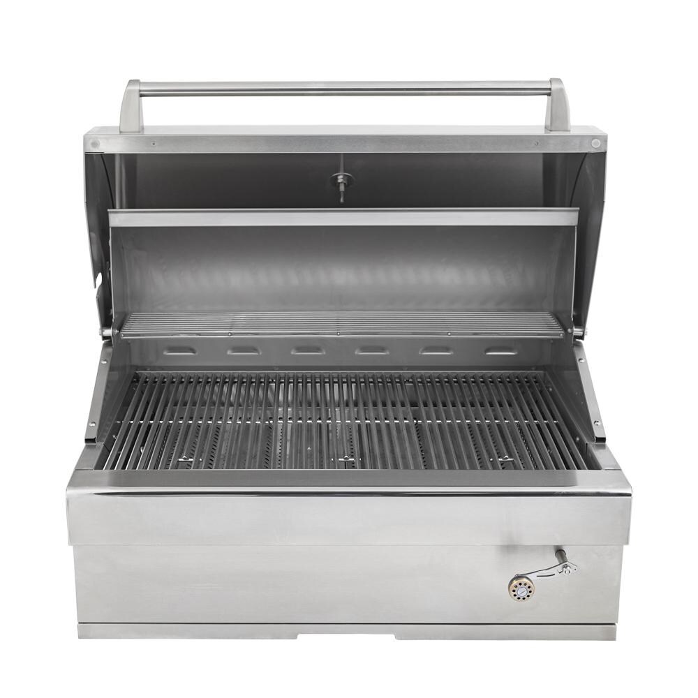 Turbo 32-Inch Built-In Stainless Steel Charcoal Grill With Adjustable ...