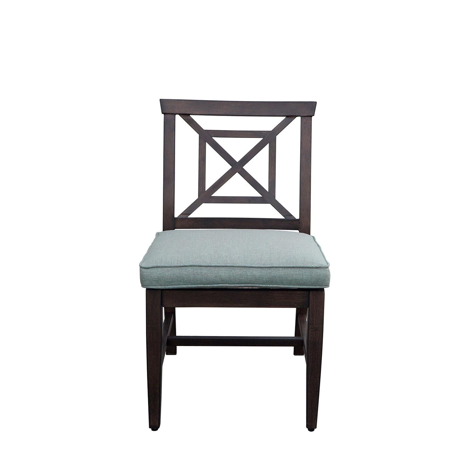 Atlantis Aluminum Dining Side Chair Set of 2 w/ Spa Cushions in Walnut ...