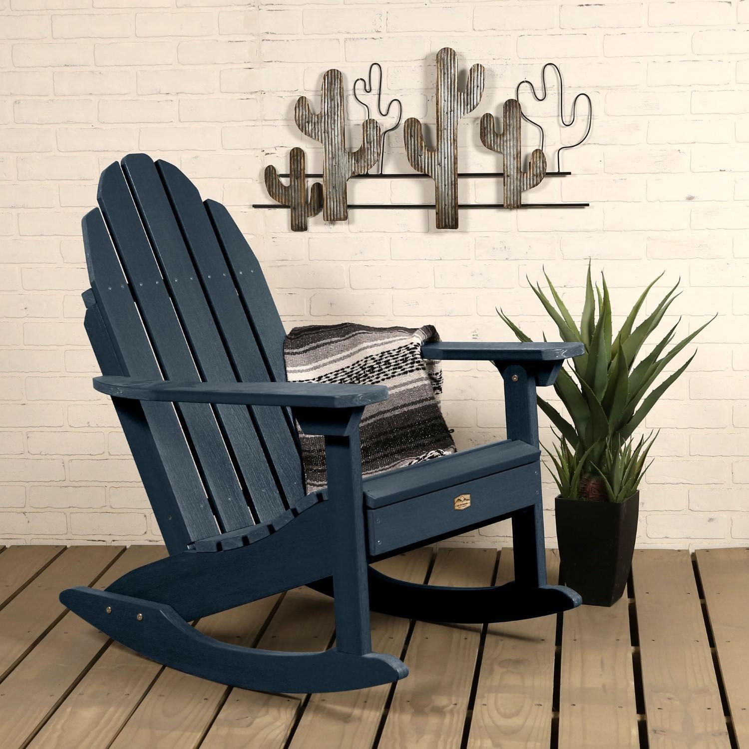 Charmville Recycled Plastic Adirondack Rocking Chair in Federal Blue by ...