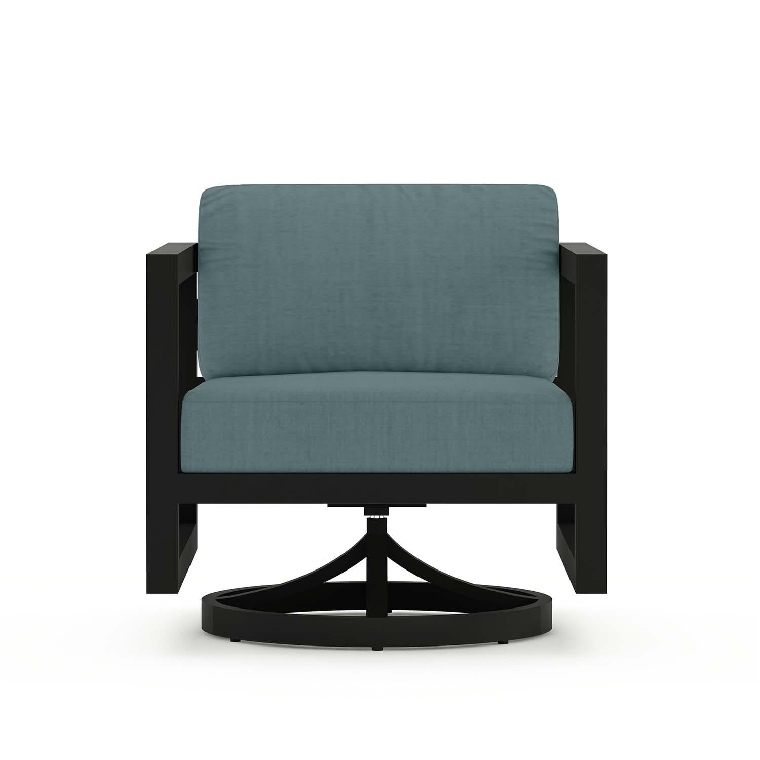 Misty Cove Aluminum Swivel Club Chair in Black/Cast Lagoon by Lakeview ...