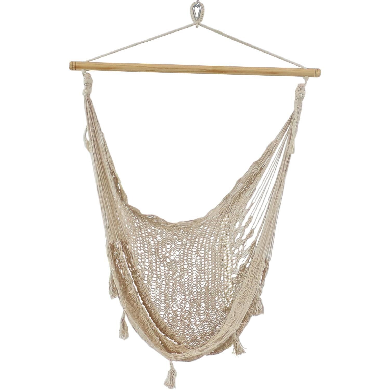 Ultimate Patio Extra Large Hanging Mayan Rope Hammock Chair - Natural ...