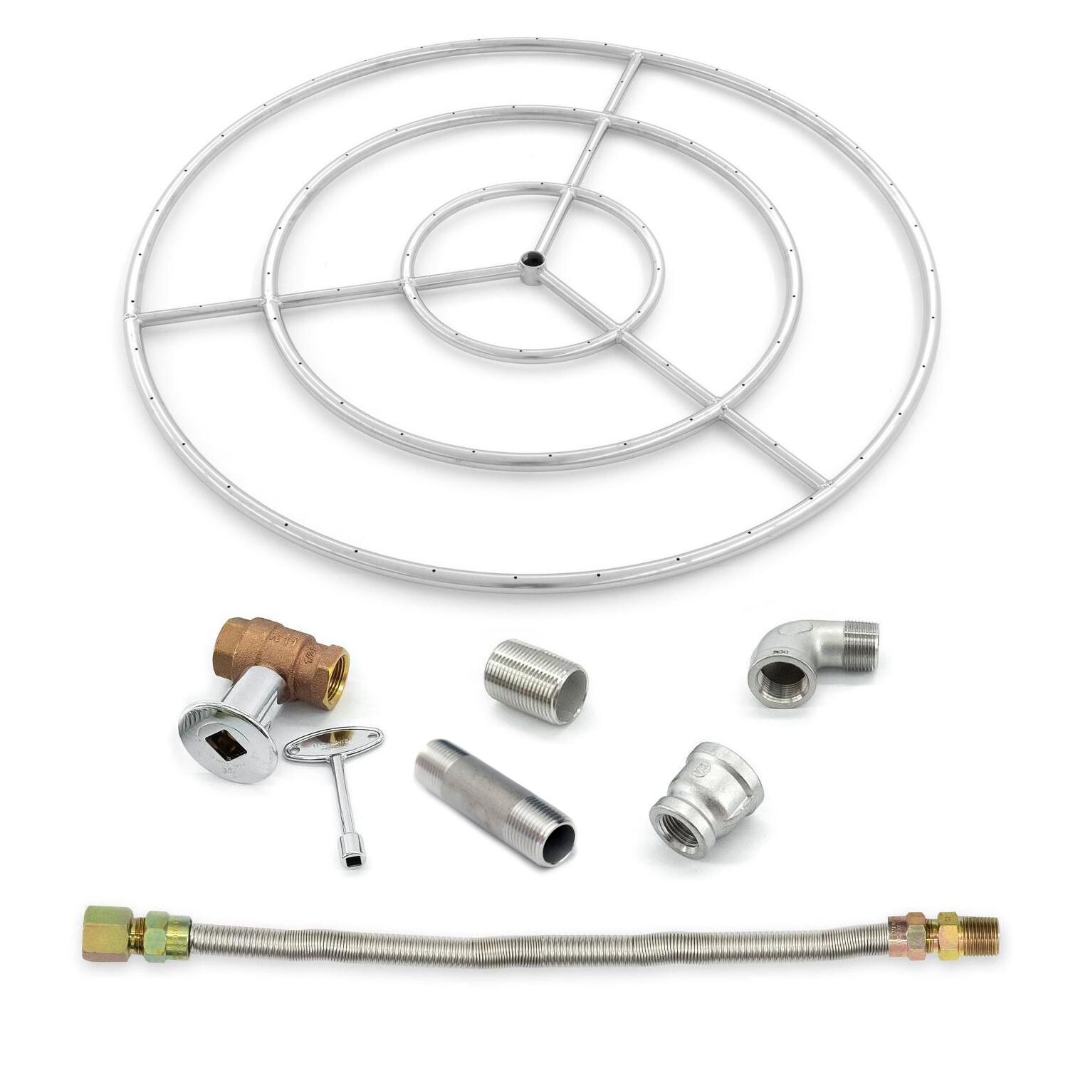 BBQGuys Signature Stainless Steel 36-Inch Three-Spoke Round Triple-Ring ...