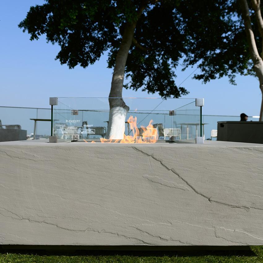 Capertee 40 Inch Square Concrete Natural Gas Fire Pit Table in Gray By Elementi : BBQGuys