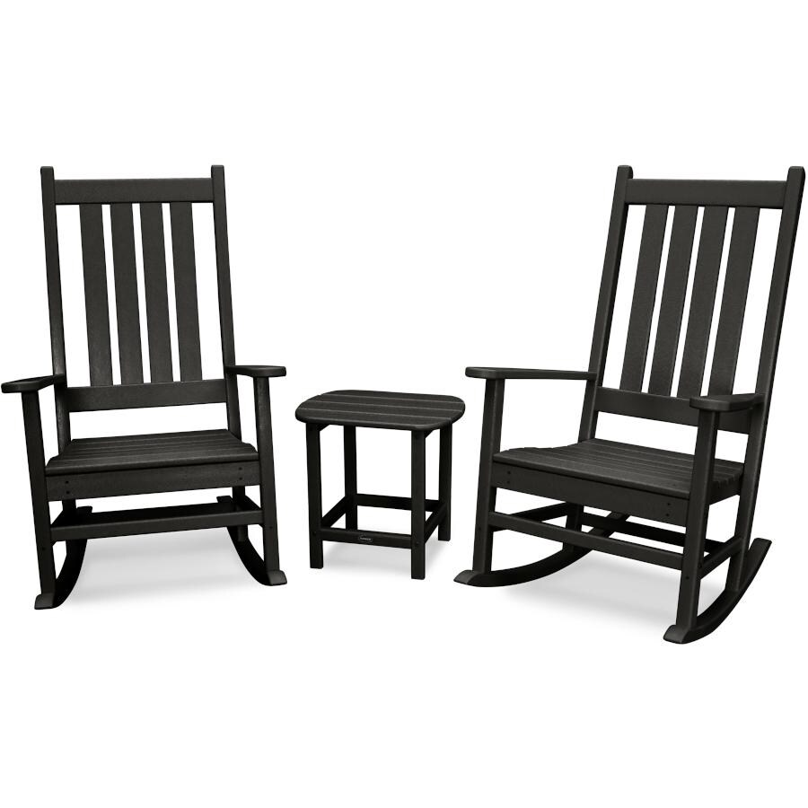 POLYWOOD Shaker 3-Piece Porch Rocking Chair Set - Black : BBQGuys