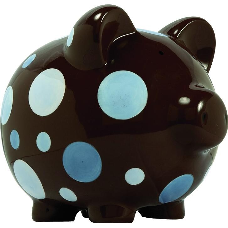 Elegant Baby Classic Piggy Bank - Blue/Brown Multi-Dot : BBQGuys