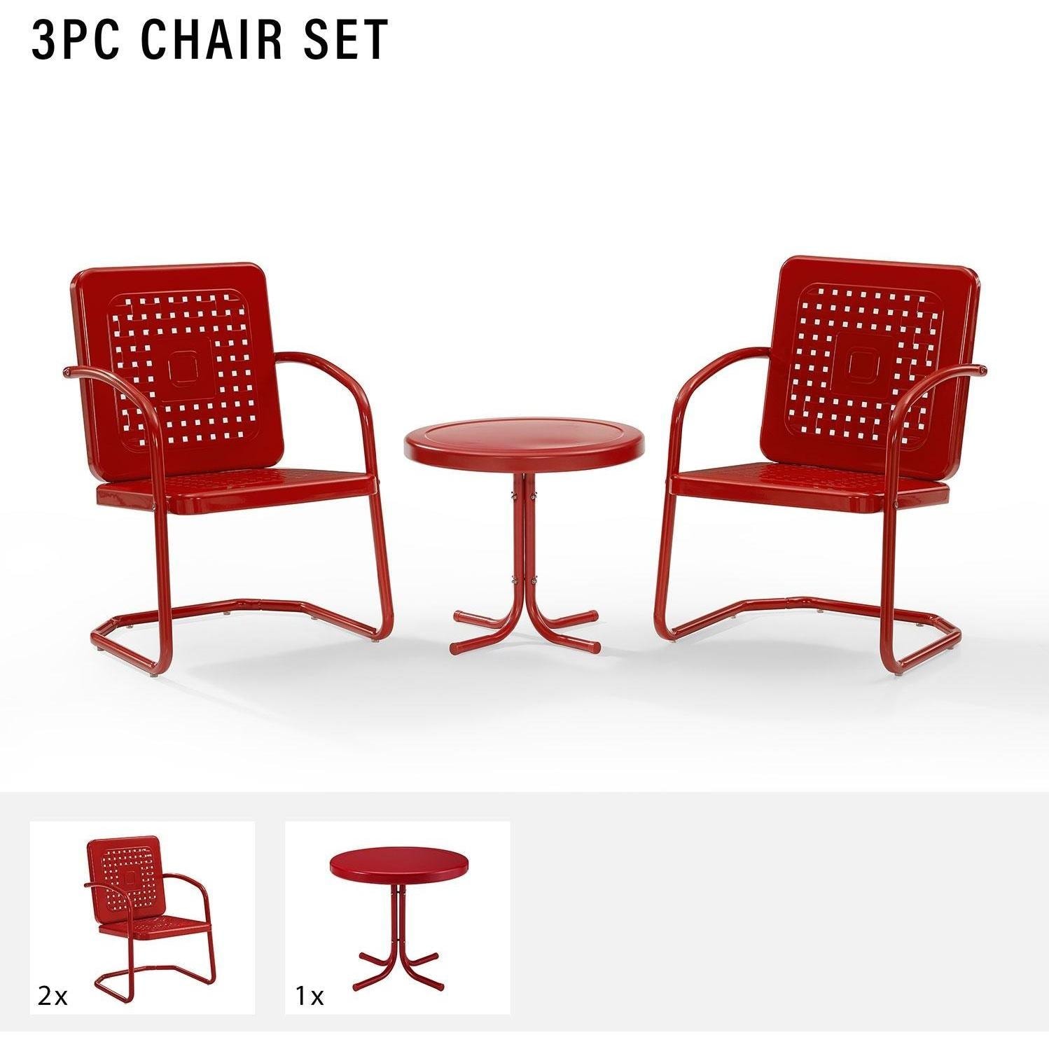 Westcove 3 Pc Steel Seating Set in Bright Red Gloss by Ultimate Patio ...
