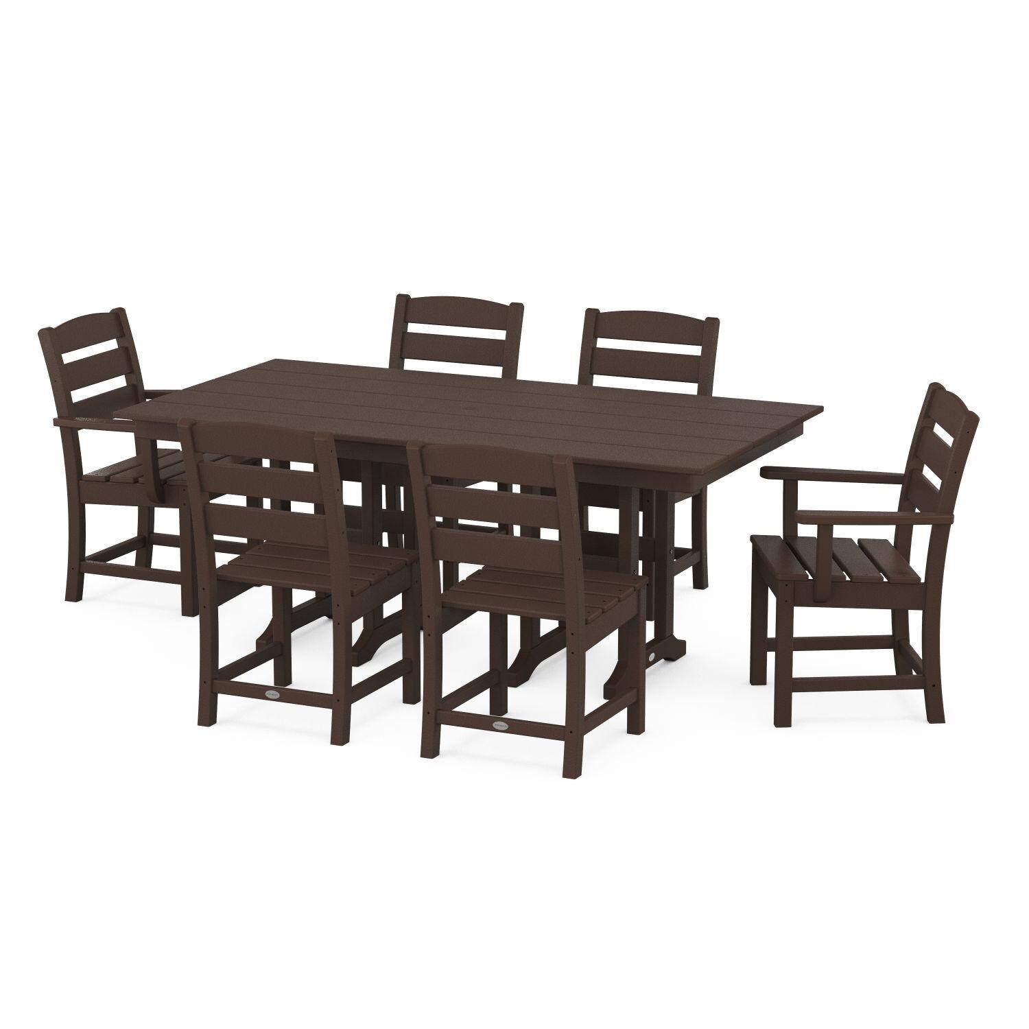 POLYWOOD Lakeside 7-Piece Farmhouse Dining Set - Mahogany : BBQGuys